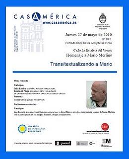 Homenaje a mario merlino, jueves 27 de mayo, 19,30, casa de america ...