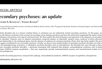 Psicosis secundaria: Una actualización - Keshavan y Kaneko - Paperblog