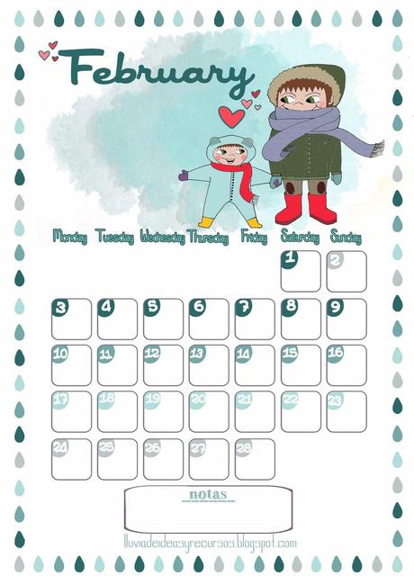 Descargables: Calendario de febrero - Paperblog