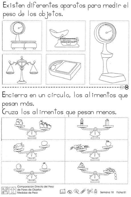 Comparación directa del peso de pares de objetos Medidas de peso: 2do ...