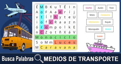 MEDIOS DE TRANSPORTE (Sopa de letras – Busca Palabras) - Paperblog