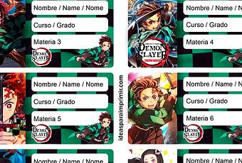 [+10] Etiquetas escolares de DEMON SLAYER GRATIS para editar e imprimir ...
