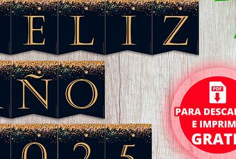Banderines FELIZ AÃ O NUEVO 2025 para imprimir gratis - Paperblog